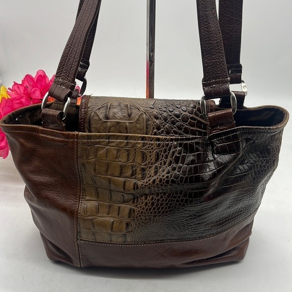 Bamzi Bags | Bags | Bamzi Bags Brown Leather Small Tote Croc Embossed ...